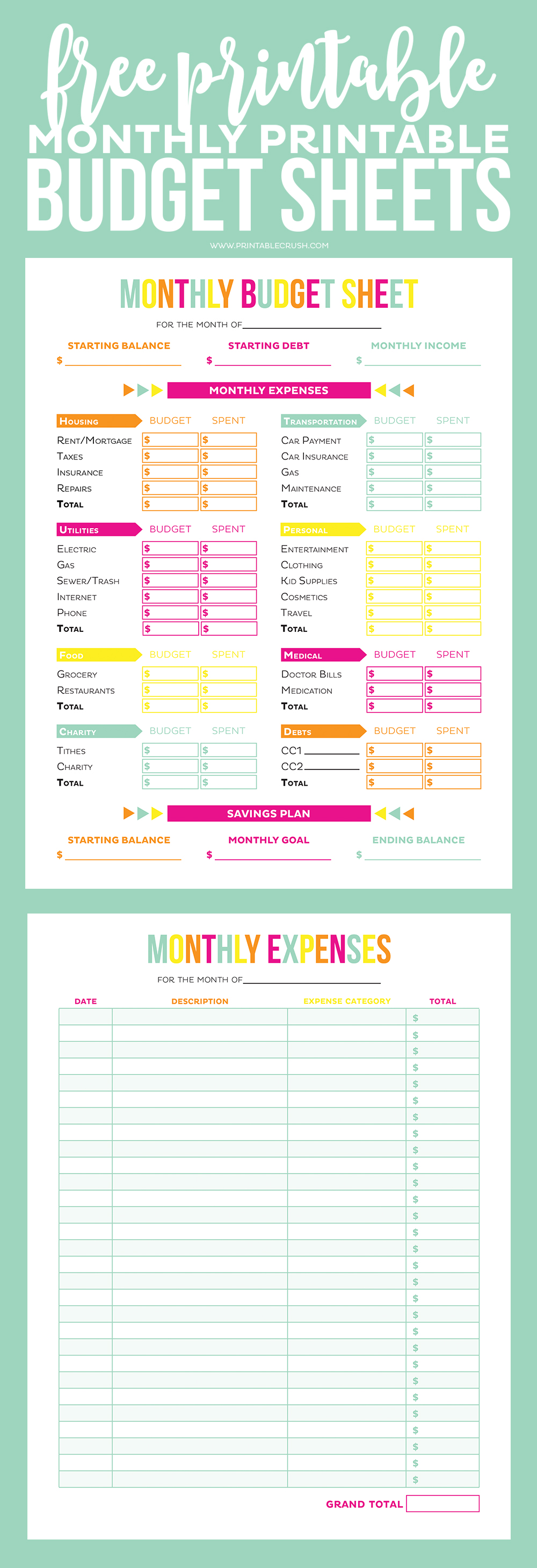 Printable Budget Sheets King Printables